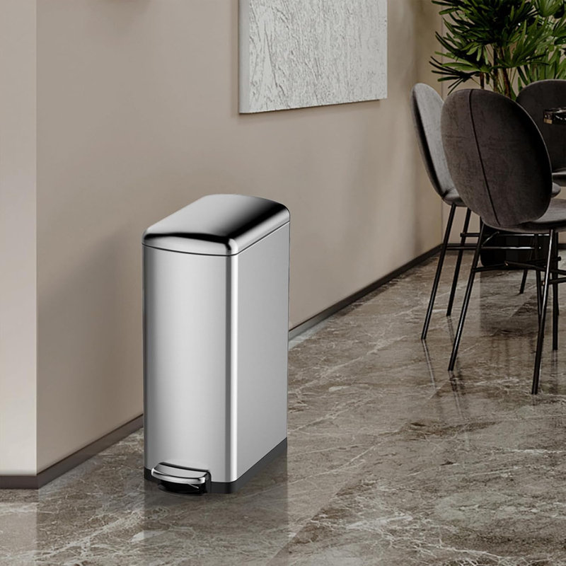 babevy 8 Gallon (30L) Slim Kitchen Trash Can, Stainless Steel Garbage Can | Wayfair